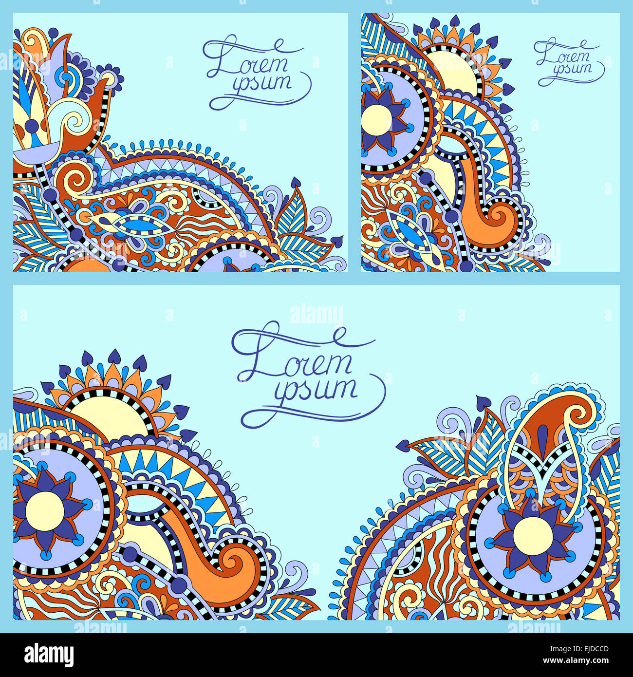 set of floral decorative background Stock Photo - Alamy