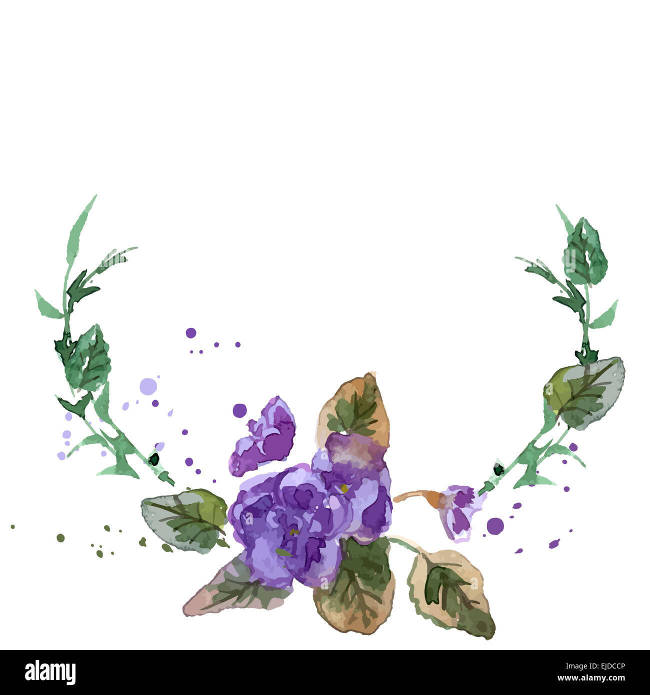 Watercolor violet flower hi-res stock photography and images - Alamy