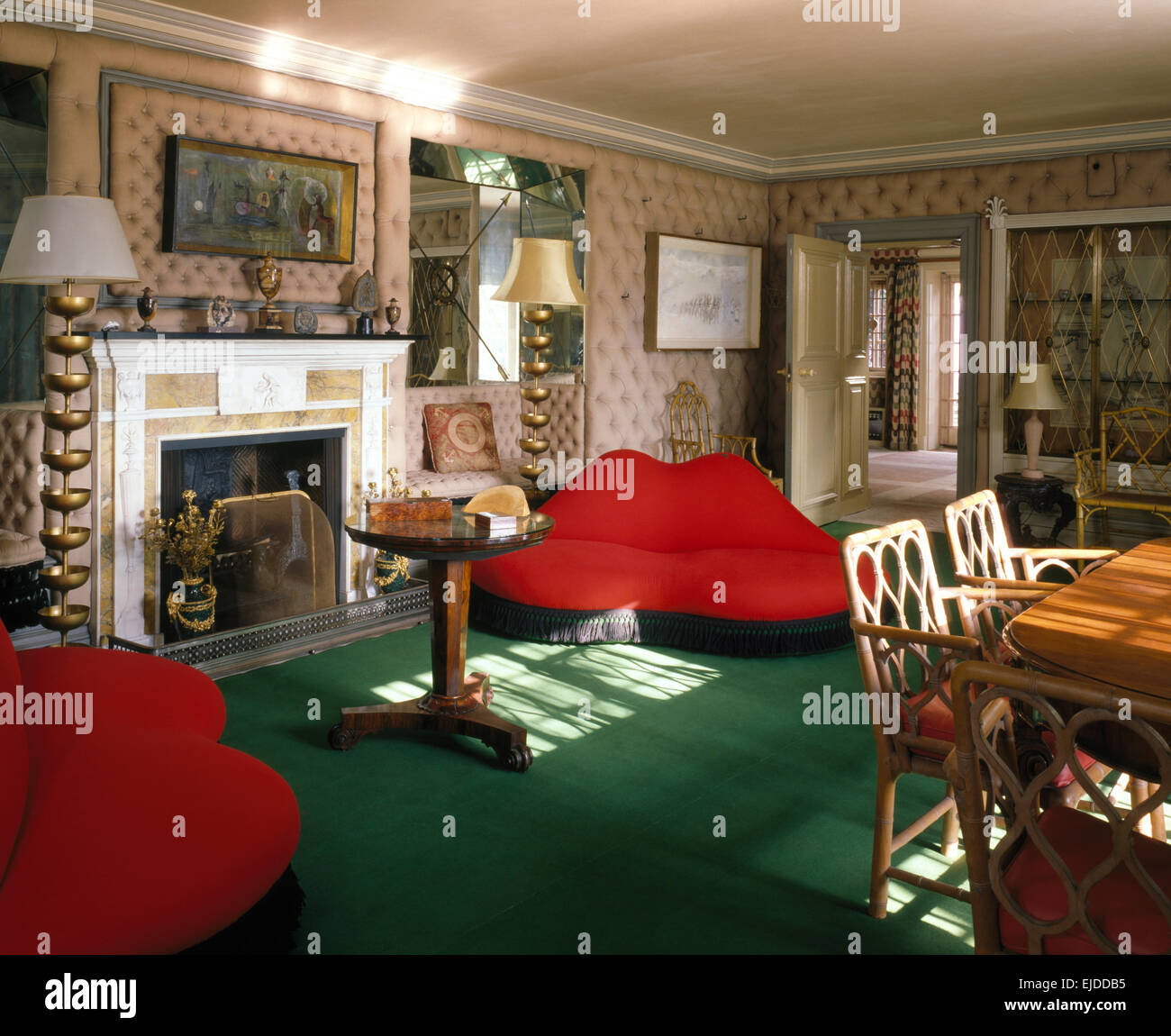 Dali "Lips" sofas in drawing room at Monkton, former home of Edward ...