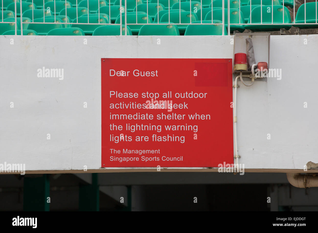 Lightning Warning Sign At The Float, Singapore Stock Photo - Alamy