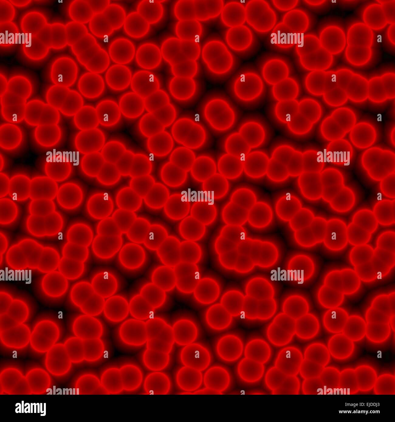 Extreme closeup of a red blood cells on a black background. Abstract ...