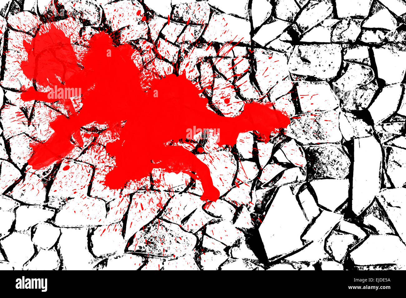 Single red blood splat effect on a white stone wall Stock Photo - Alamy