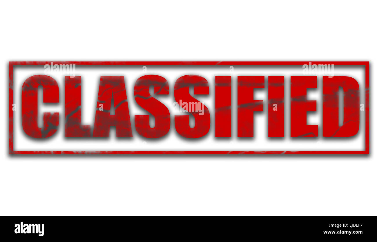 Aged rubber stamp text saying the text classified Stock Photo - Alamy