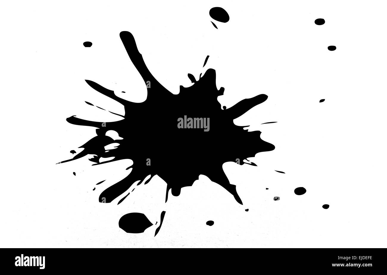 Single Black splat on a white background Stock Photo - Alamy