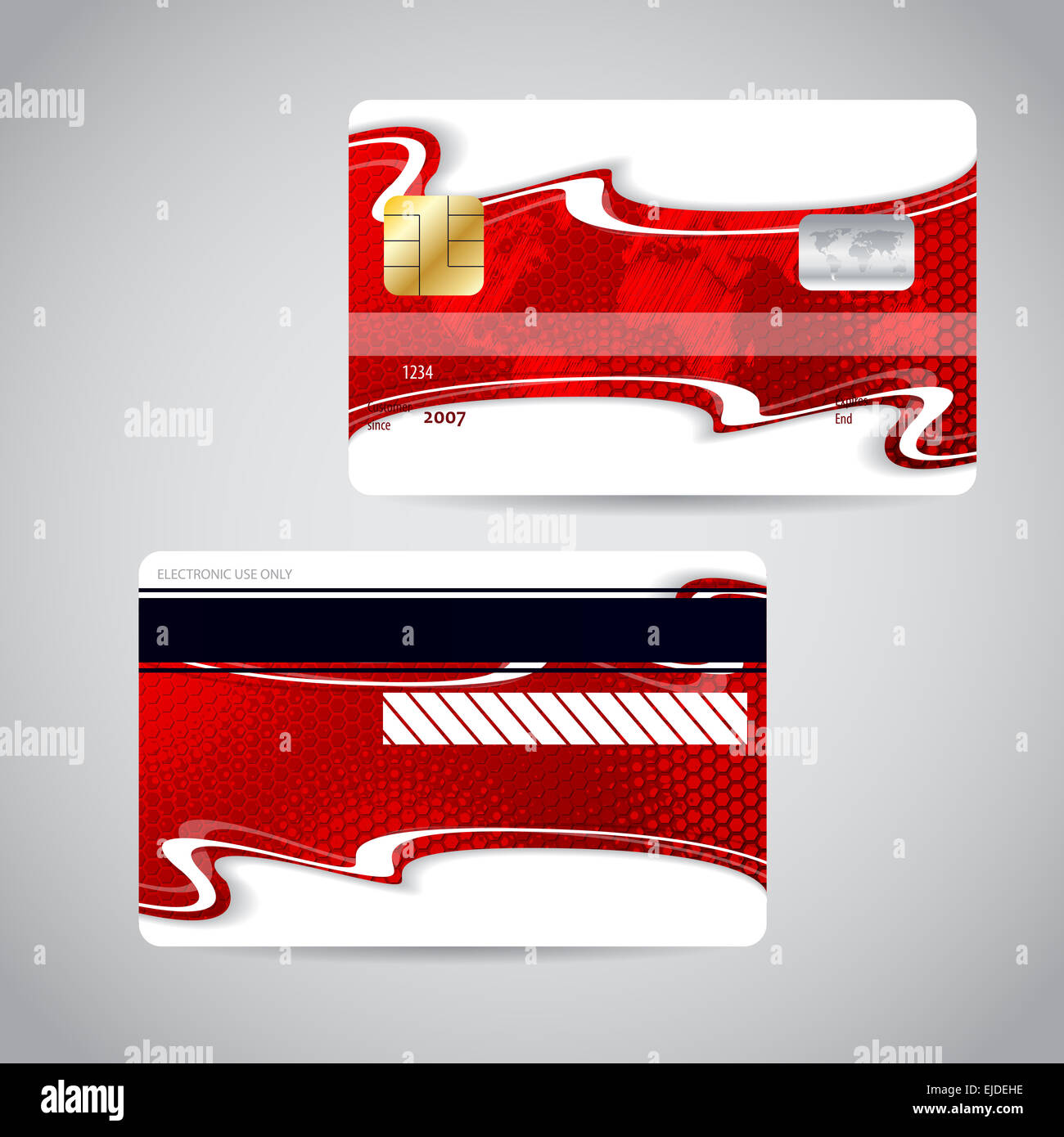 Credit card design with abstract hexagon background and world map Stock ...