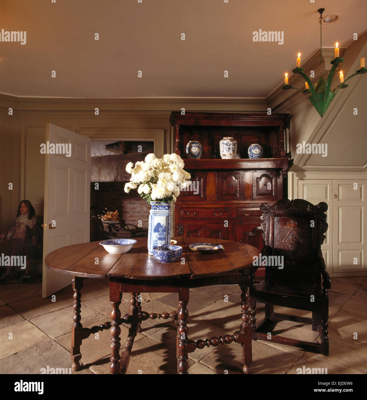 Antique furniture in a country hall dining room Stock Photo - Alamy