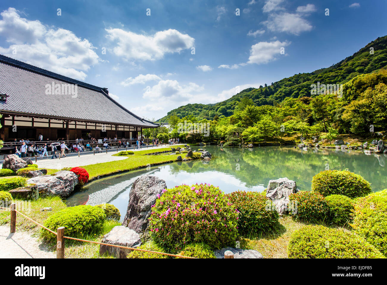 Japanese garden, view of Japanese stone garden, Tenryuji Temple, Kyoto ...