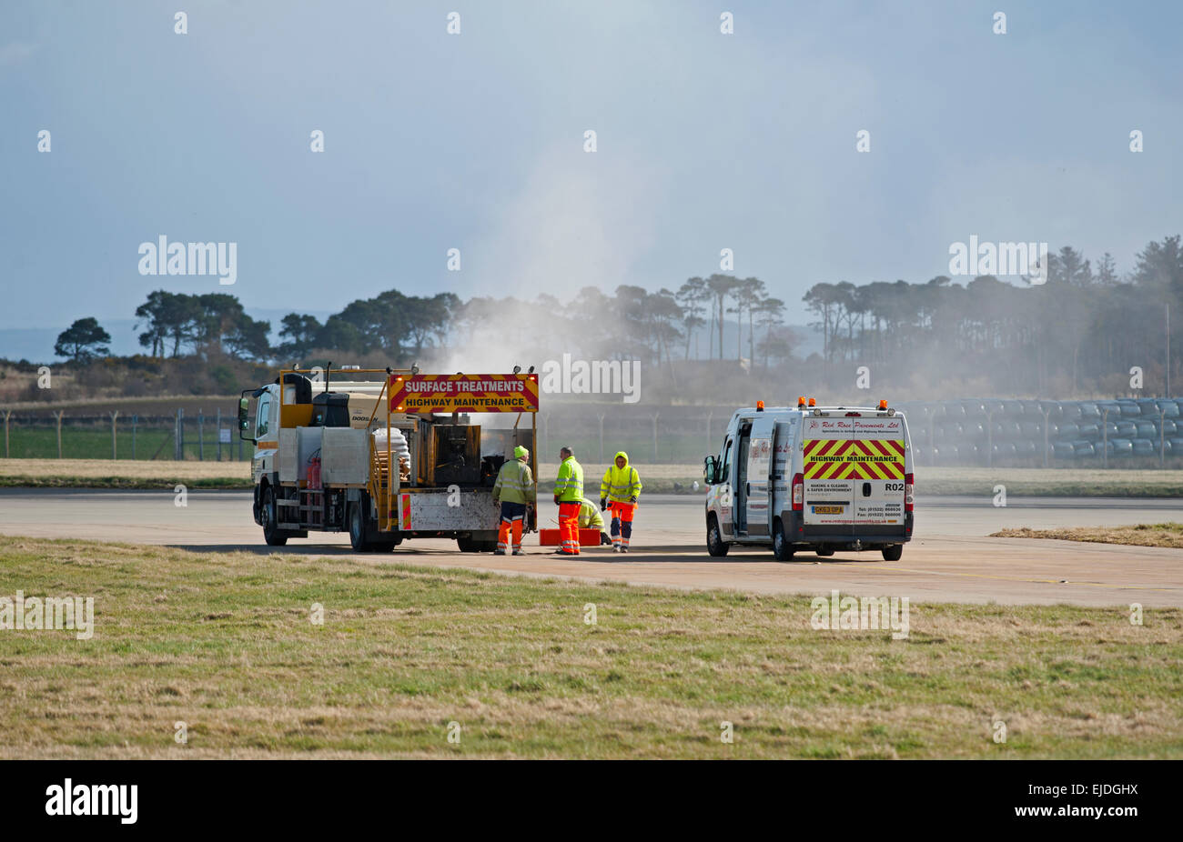 Runway maintenance being carried out on the 05-23 flight landing area ...