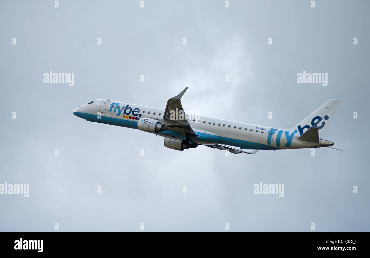 An Embraer ERJ190-200LR airliner of the FlyBe fleet leaving Inverness ...