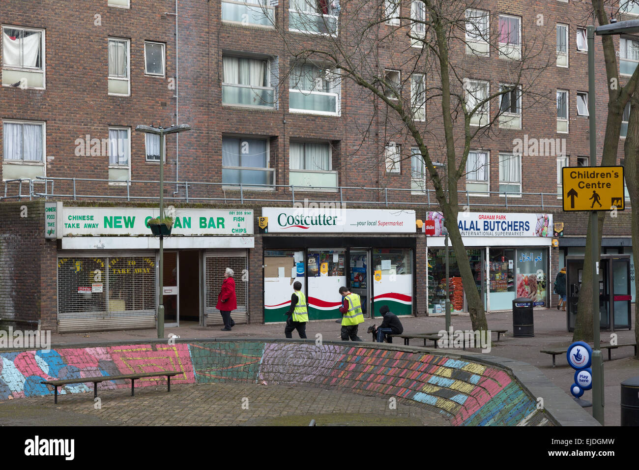Main concourse of the Grahame Park Estate, Hendon, London Stock Photo ...