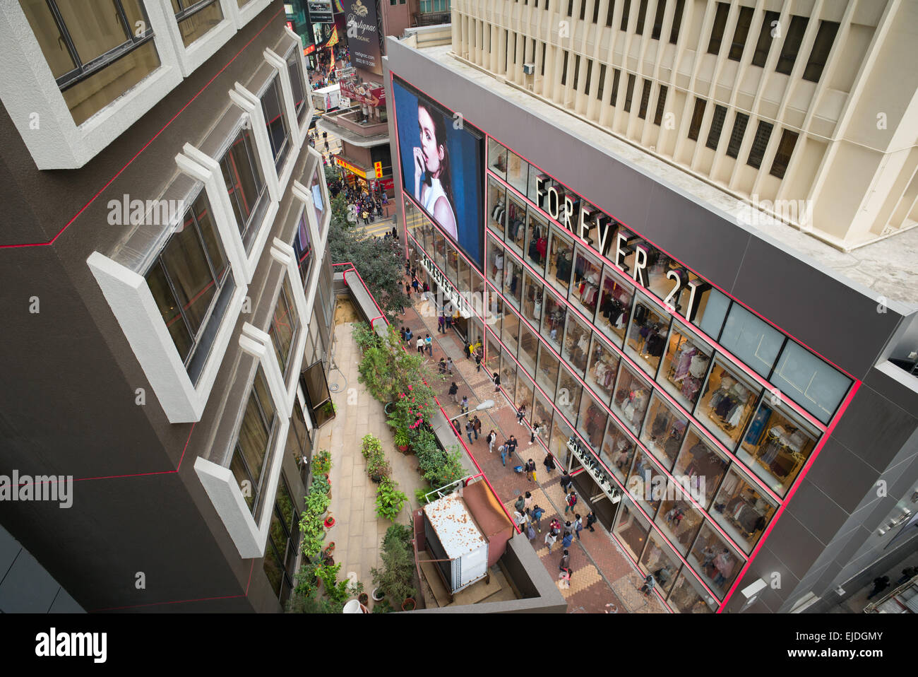 View of the busy shopping area outside the Hysan shopping mall in ...
