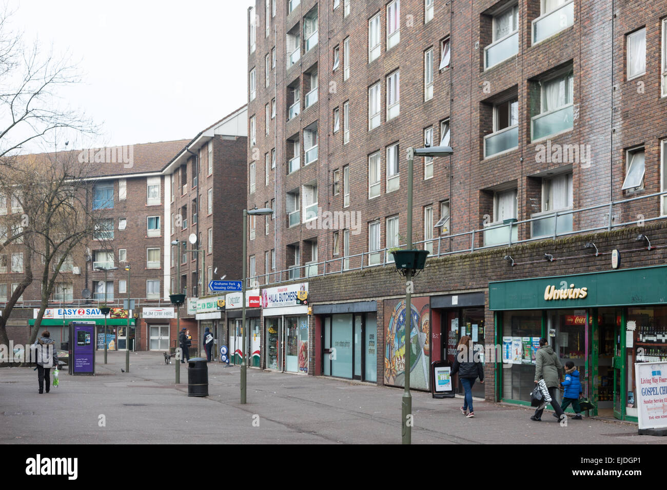 Main concourse of the Grahame Park Estate, Hendon, London Stock Photo ...