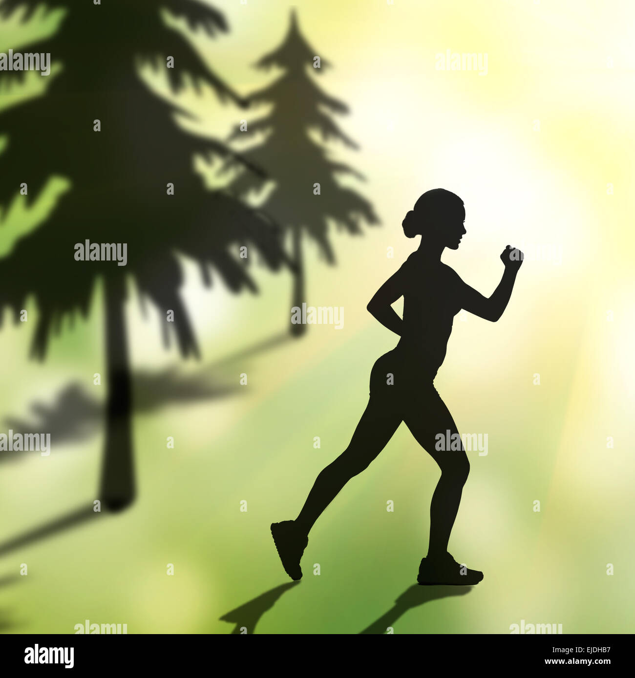 silhouette of jogging woman Stock Photo - Alamy