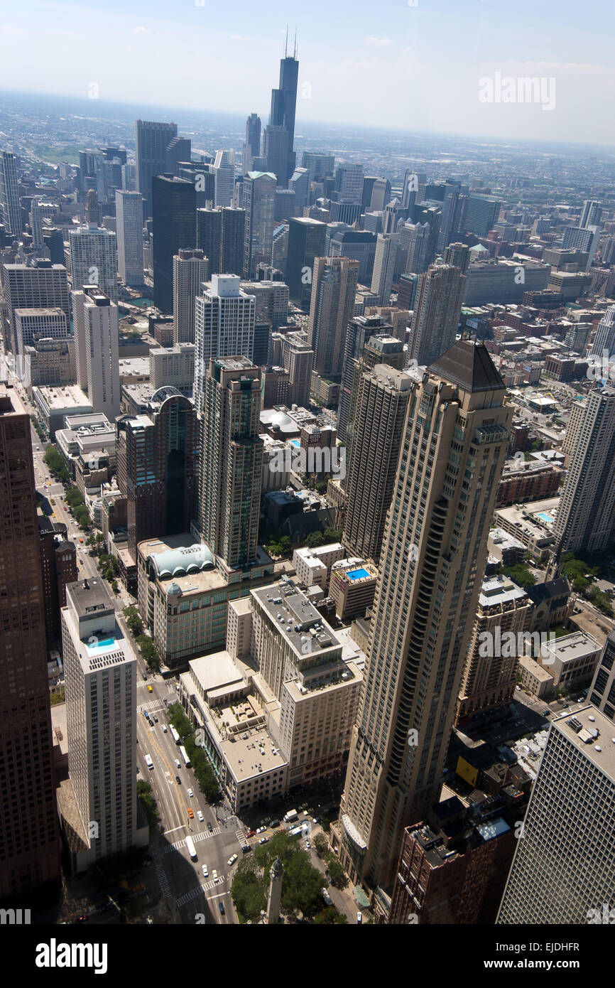 Aerial view from the John Hancock Centre's observatory, Chicago ...