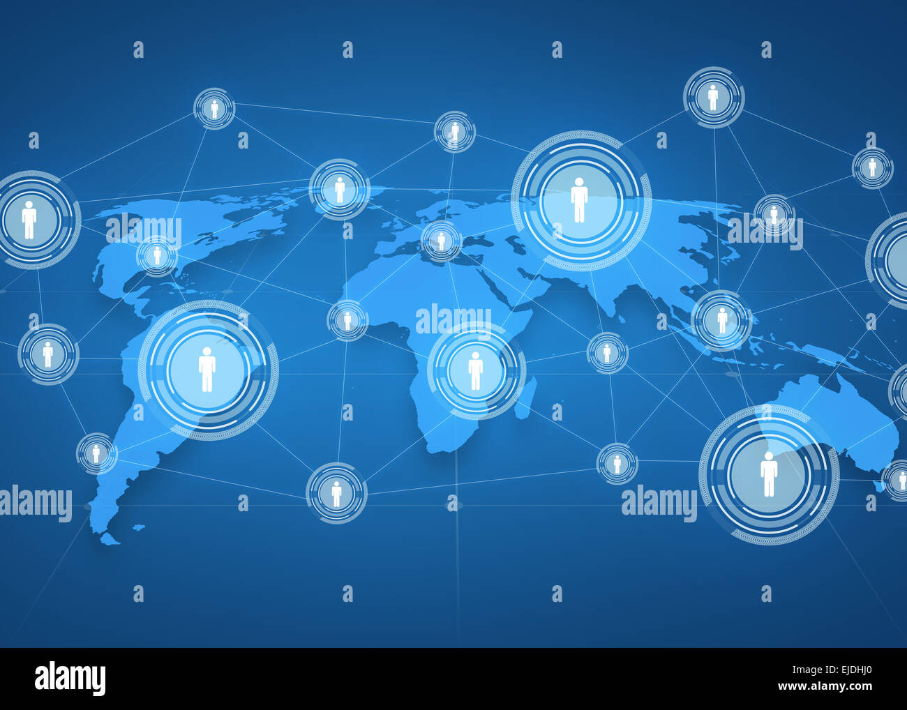 world map projection over blue background Stock Photo - Alamy