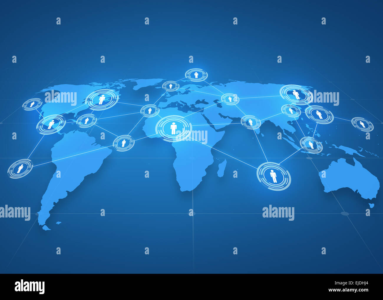 world map projection over blue background Stock Photo - Alamy