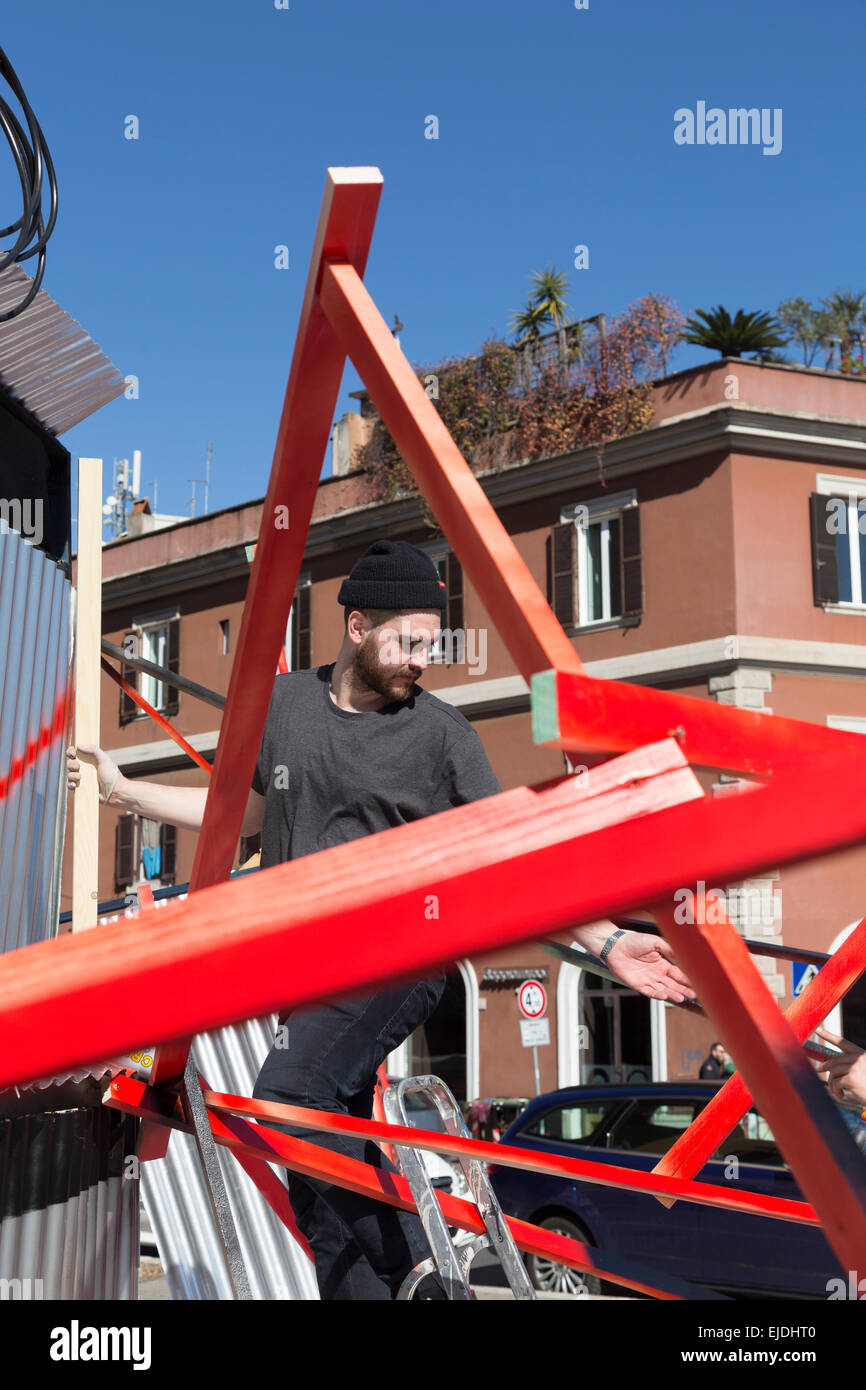 Artist Clemens Behr (Germany) in Piazza del Gazometro in Rome, Italy ...