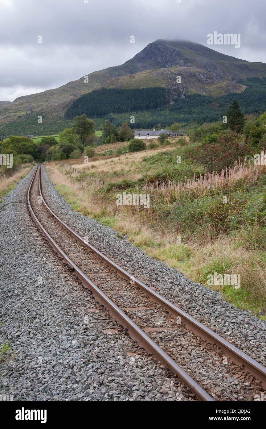 The track of the Welsh Highland railway at Beddgelert forest in ...