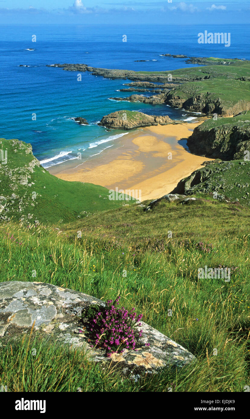 idyllic beach near Melmore Head at the Northern coast of County Donegal ...