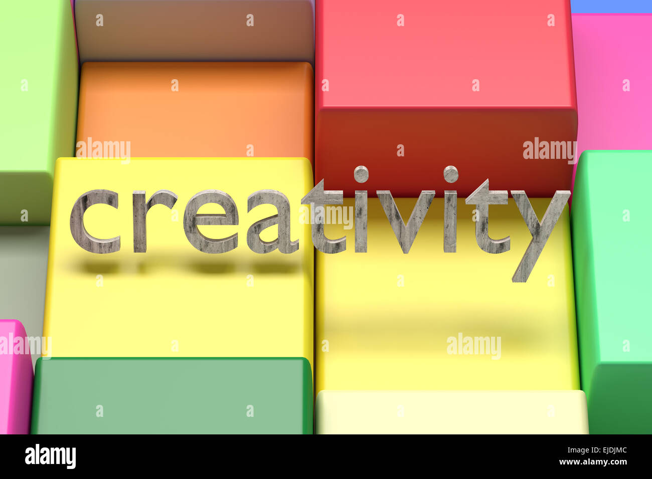 3d rendering of creative word on a colored cubes background Stock Photo ...