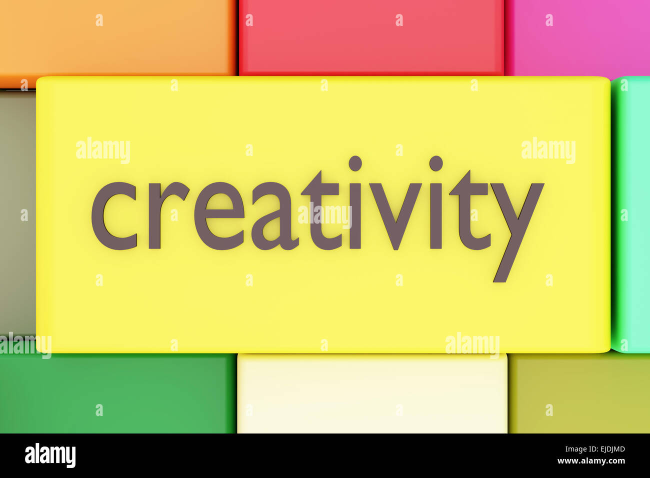3d rendering of creative word on a colored cubes background Stock Photo ...
