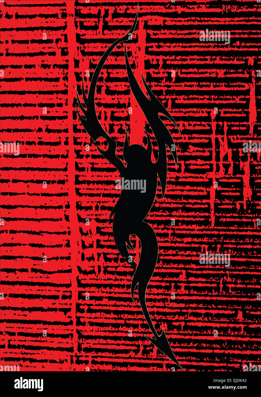 on the abstract red background devil drawing Stock Photo - Alamy