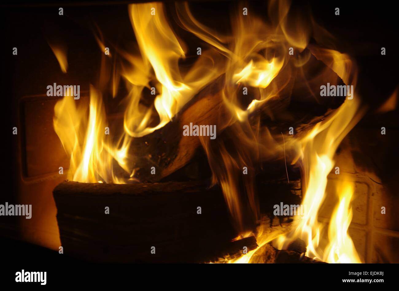 traditional fireplace with wood inside Stock Photo - Alamy