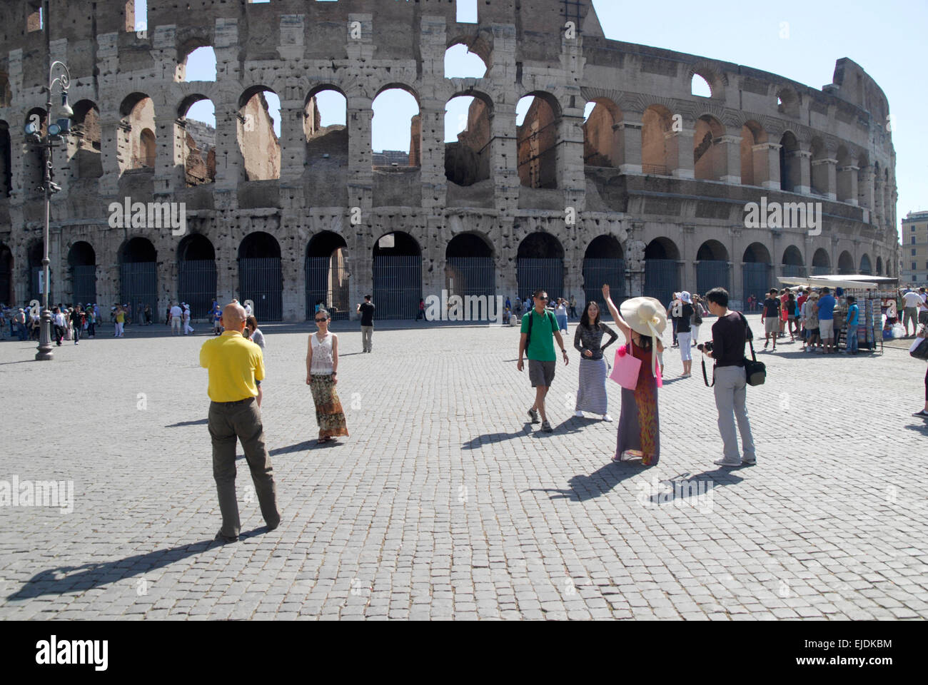 Japanese tourists taking photographs of one another outside the ...