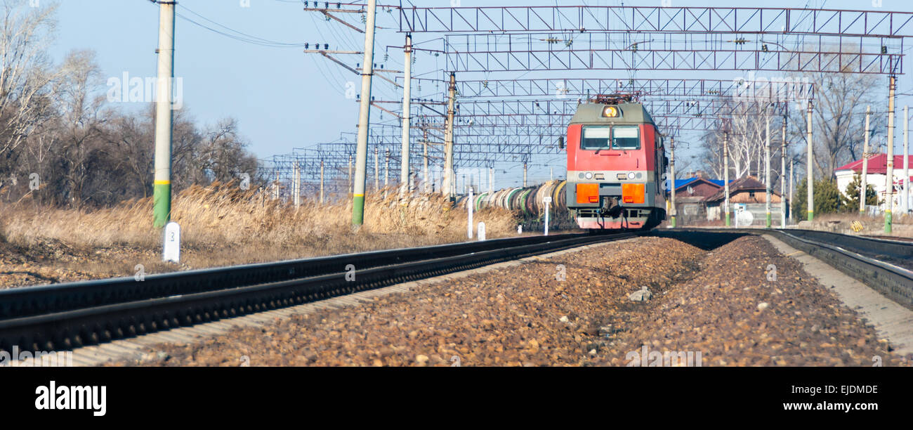 The train moves by rail Stock Photo - Alamy