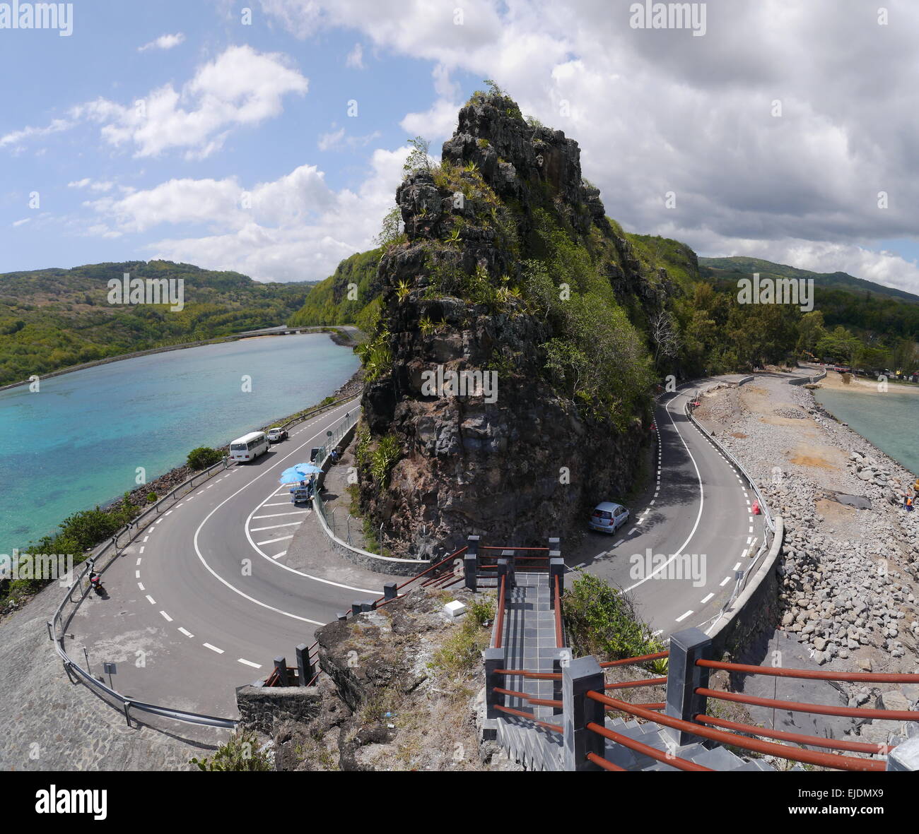 U-turn of Mauritius beach road Stock Photo - Alamy