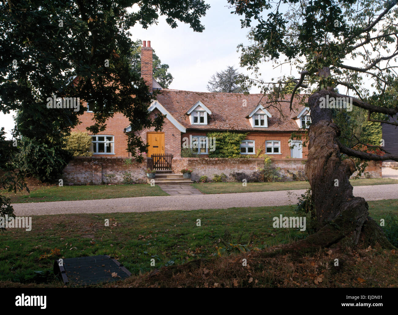 Exterior of long, low Victorian country house Stock Photo - Alamy