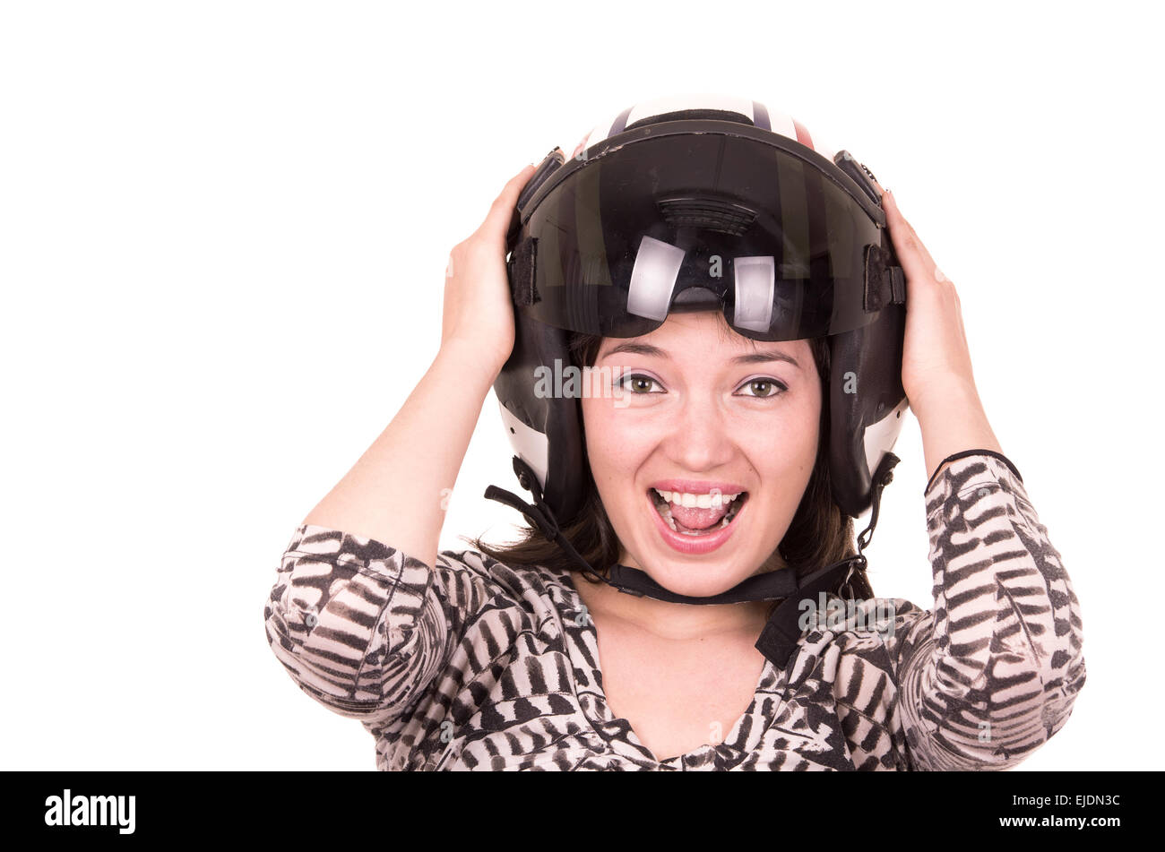 Girl wearing motorcycle helmet hi-res stock photography and images - Alamy