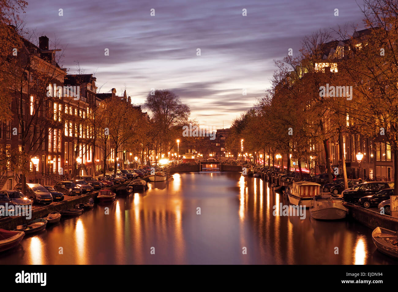 City scenic from Amsterdam in the Netherlands at night Stock Photo - Alamy