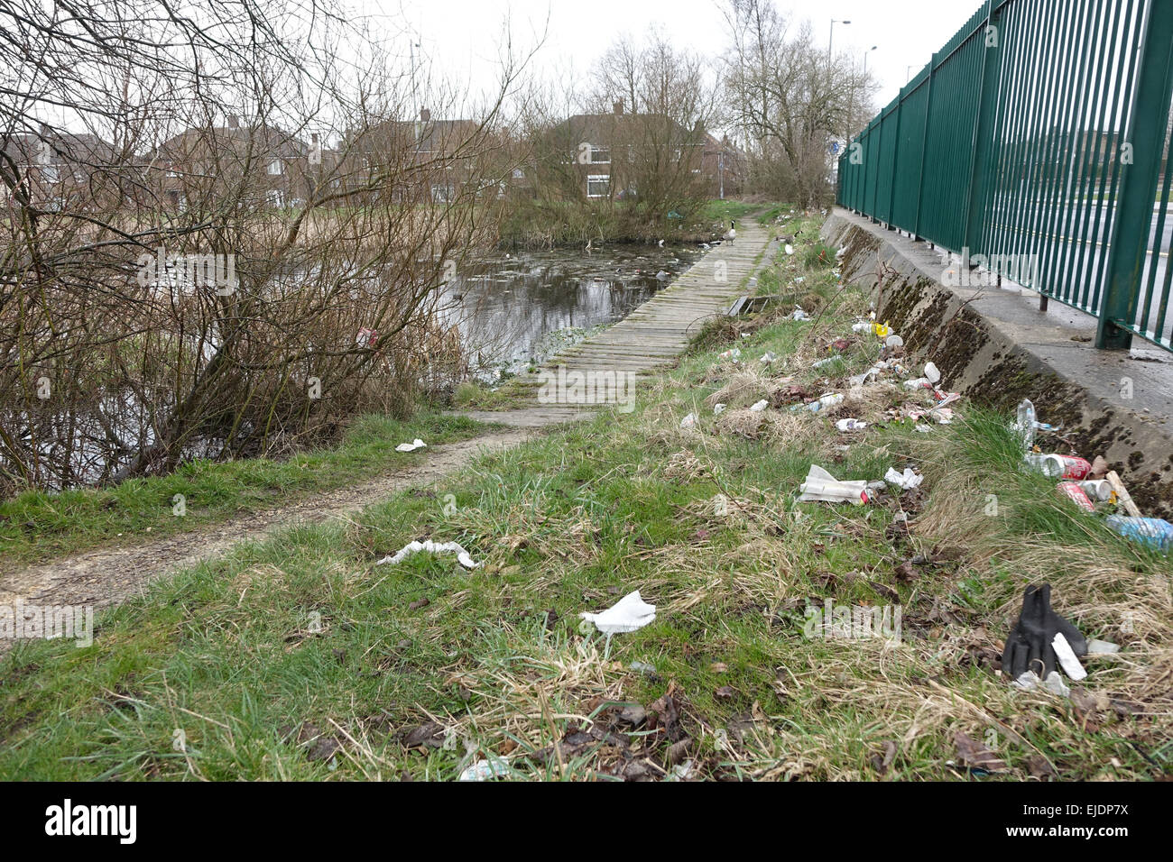 Litter, trash, plastic, glass, bottles, cans, bags and fast food ...