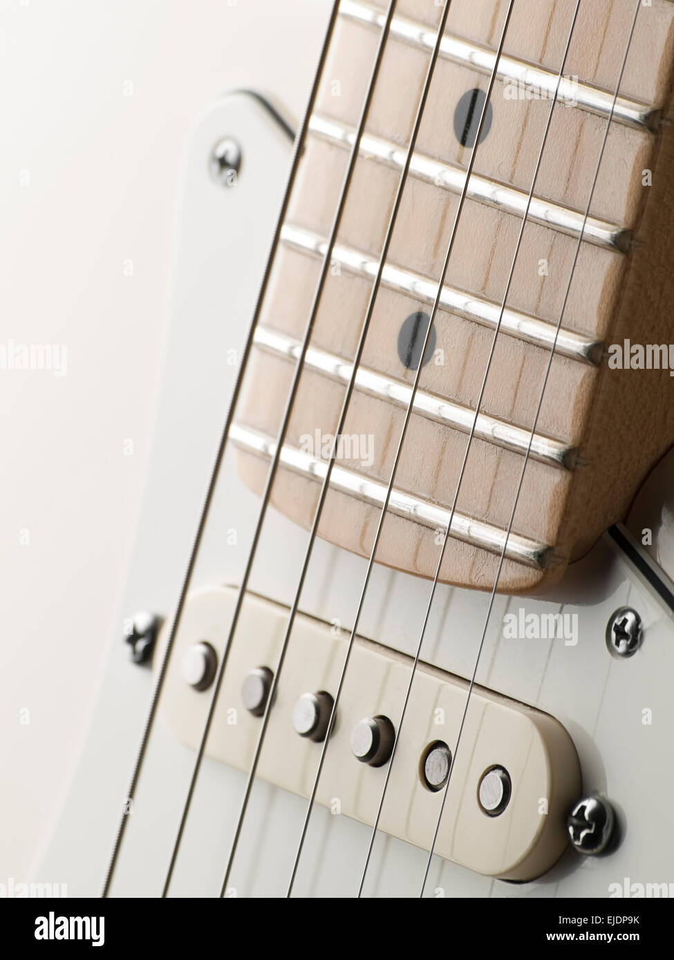 White single coil guitar close up, for music,entertainment themes Stock ...