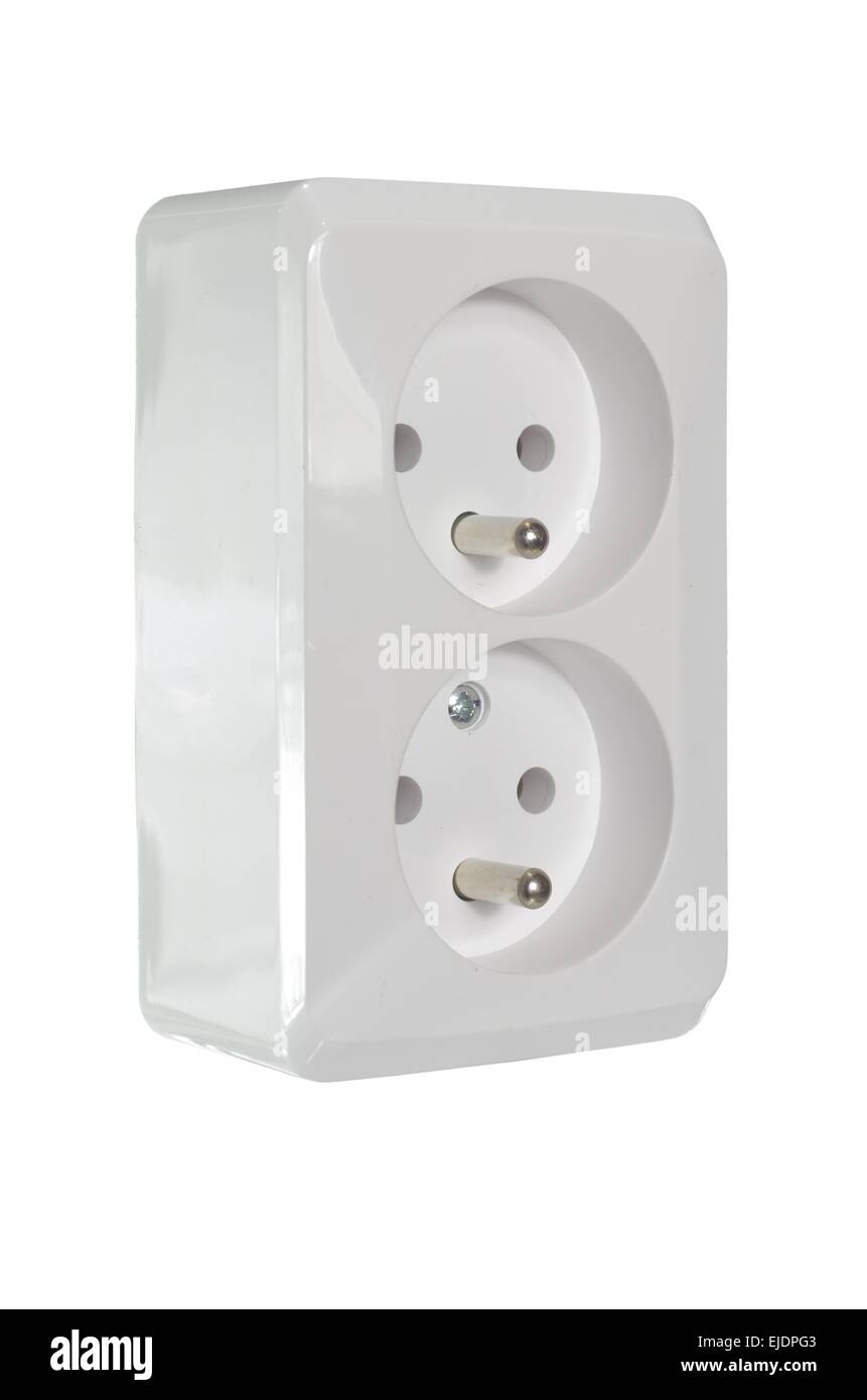 electrical jack white plastic socket isolated on white background Stock ...