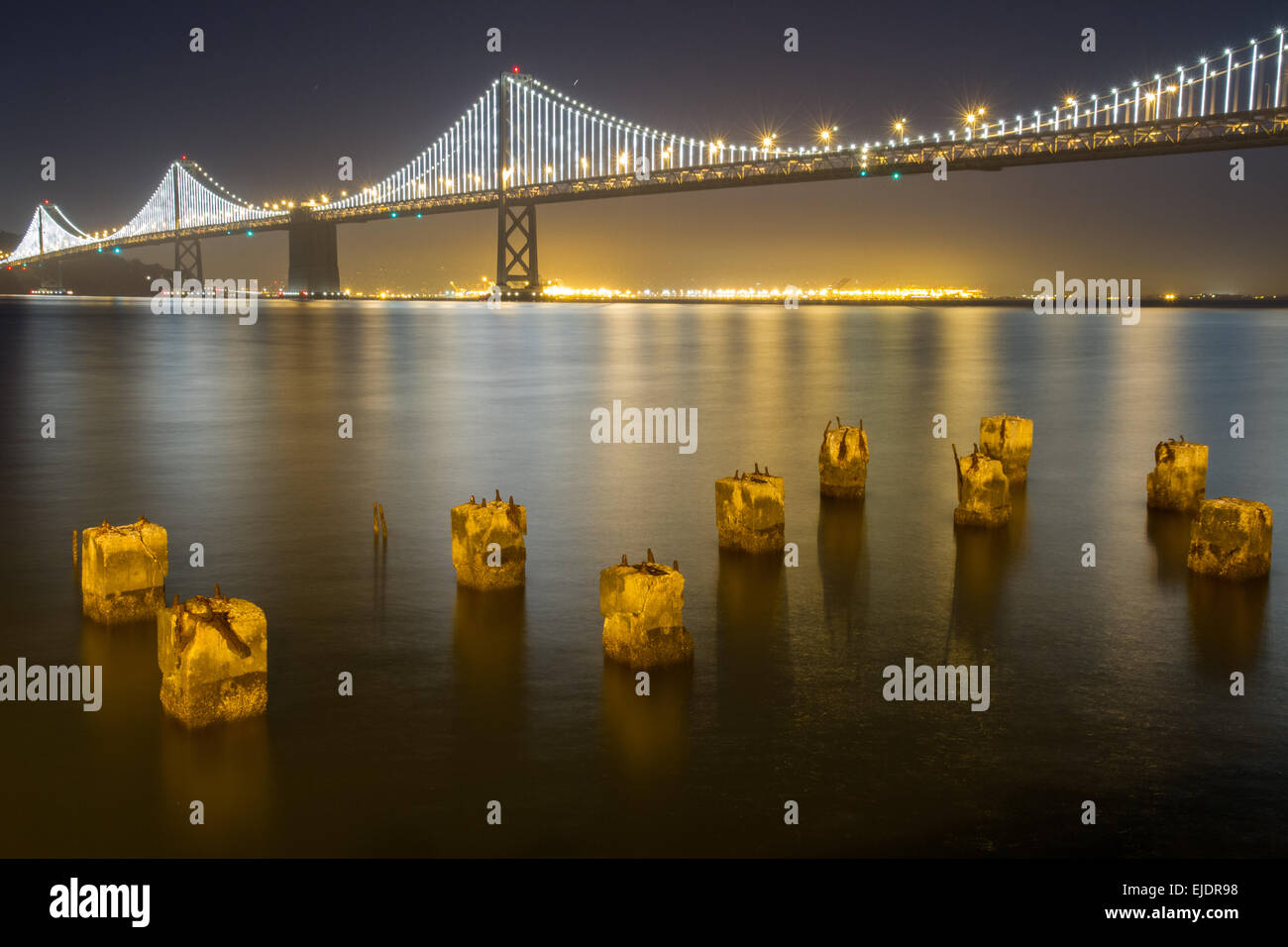 San Francisco Bay Bridge at Night Stock Photo - Alamy