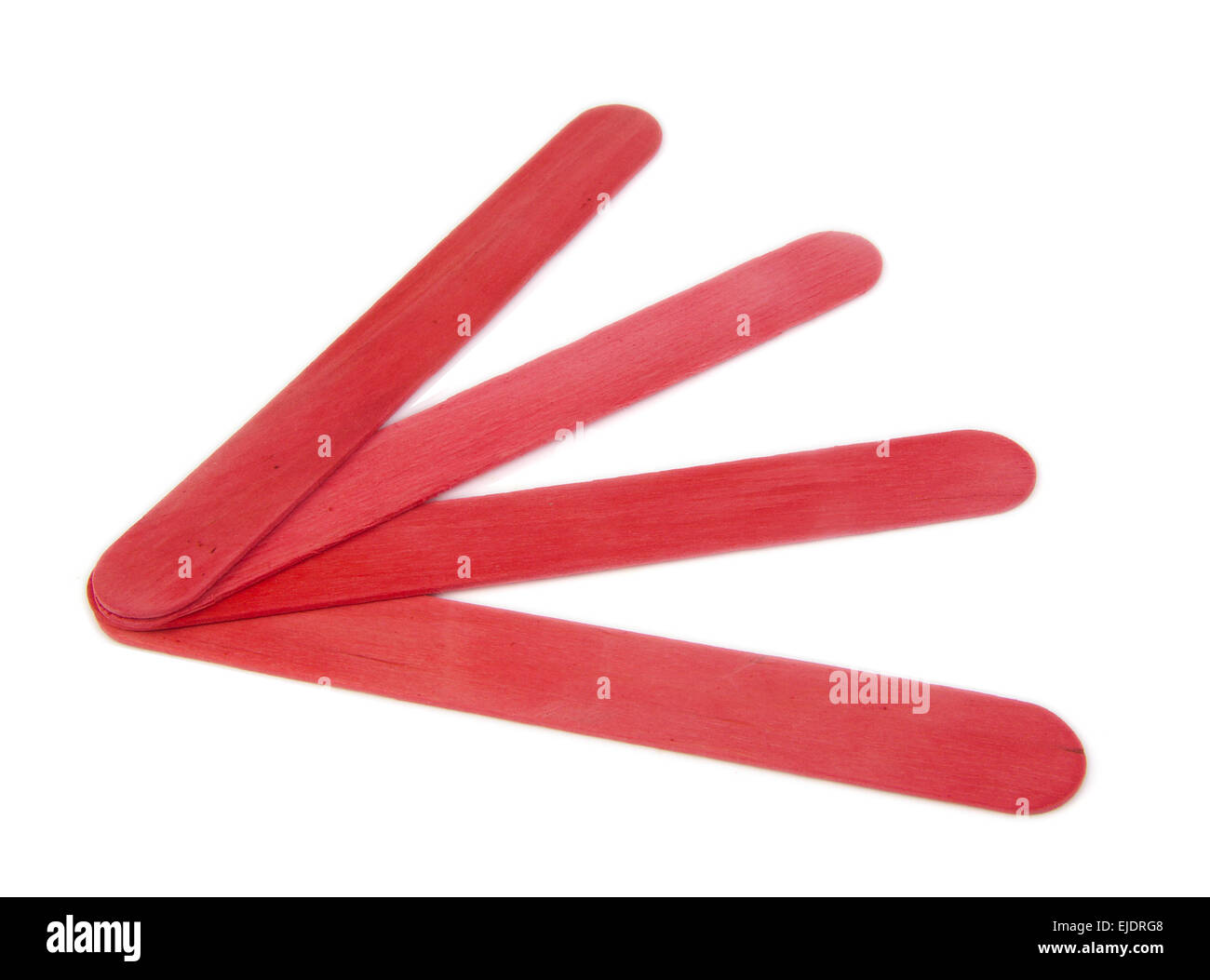 Six popsicle red sticks for arts and crafts on white background Stock ...