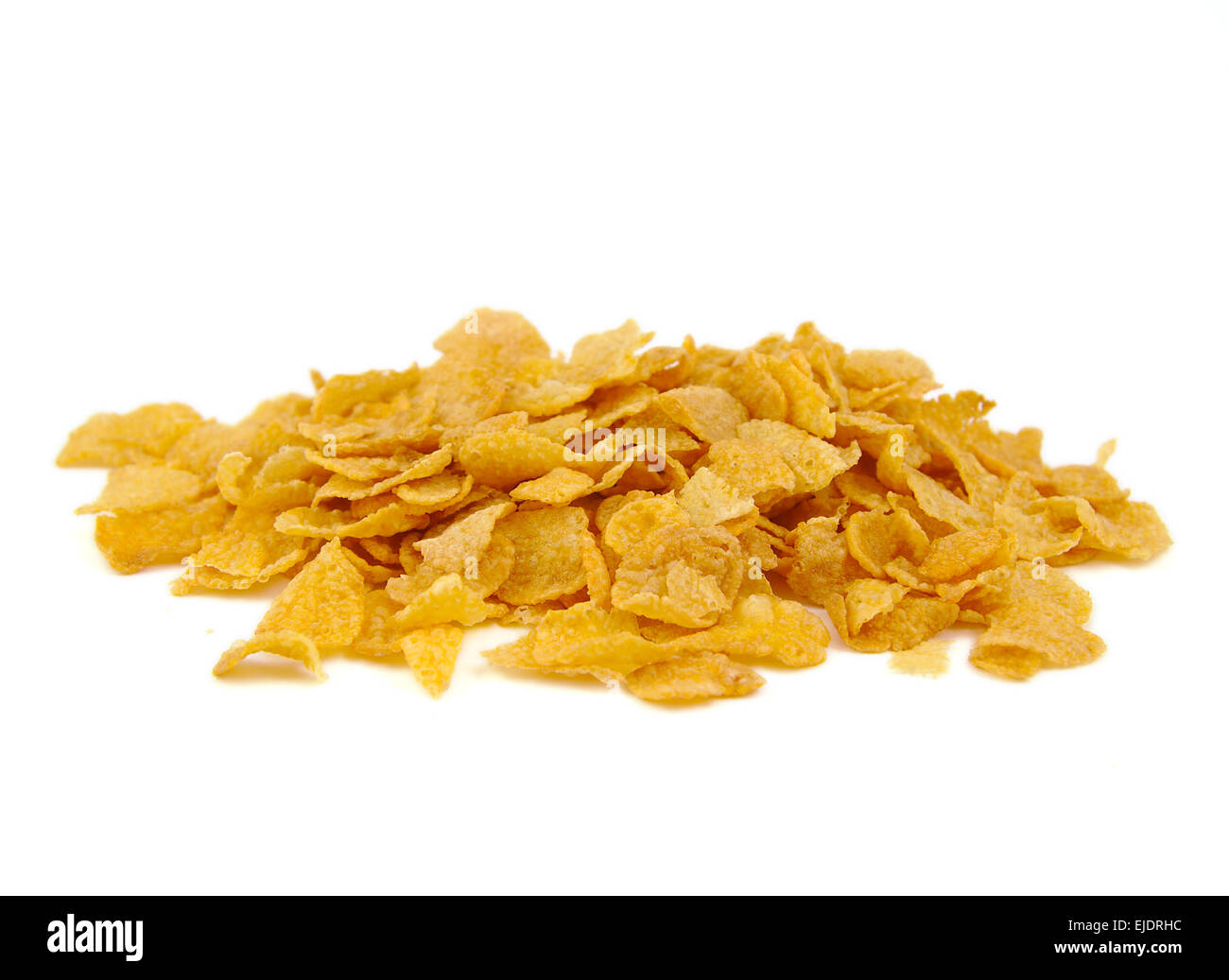 Bunch of corn flake cereals on white background. Breakfast concept ...