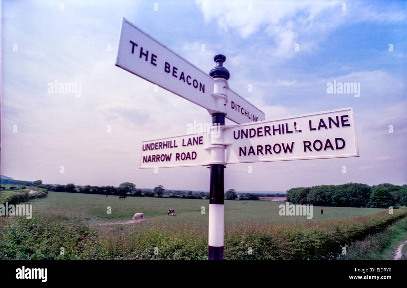 Old style direction signs in Sussex Stock Photo - Alamy