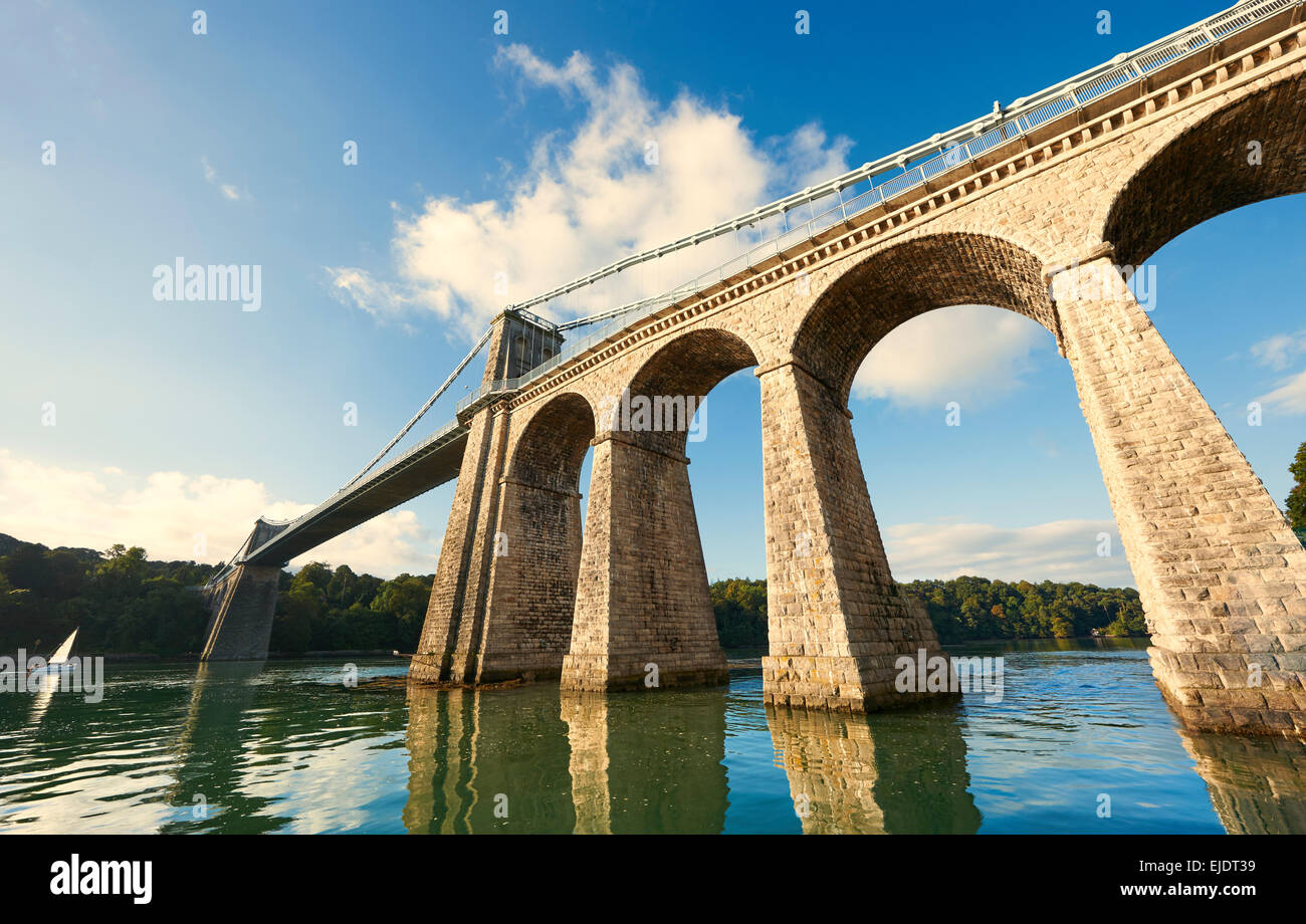 Menai Suspension Bridge, completed in 1826 crossing the menai straits ...