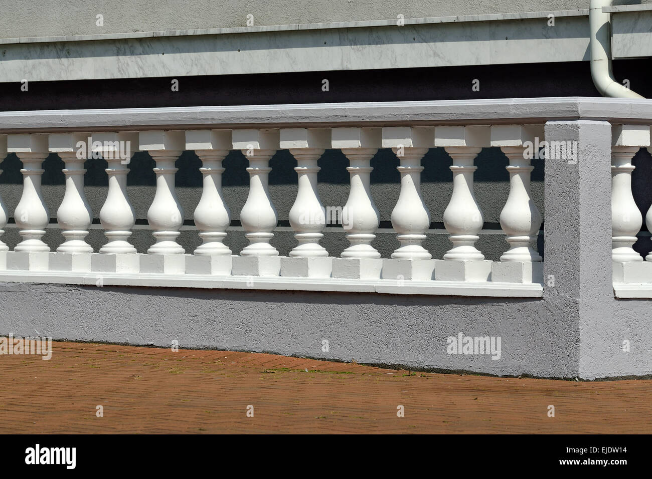 Beautiful white balustrade on the lakeside promenade Stock Photo - Alamy