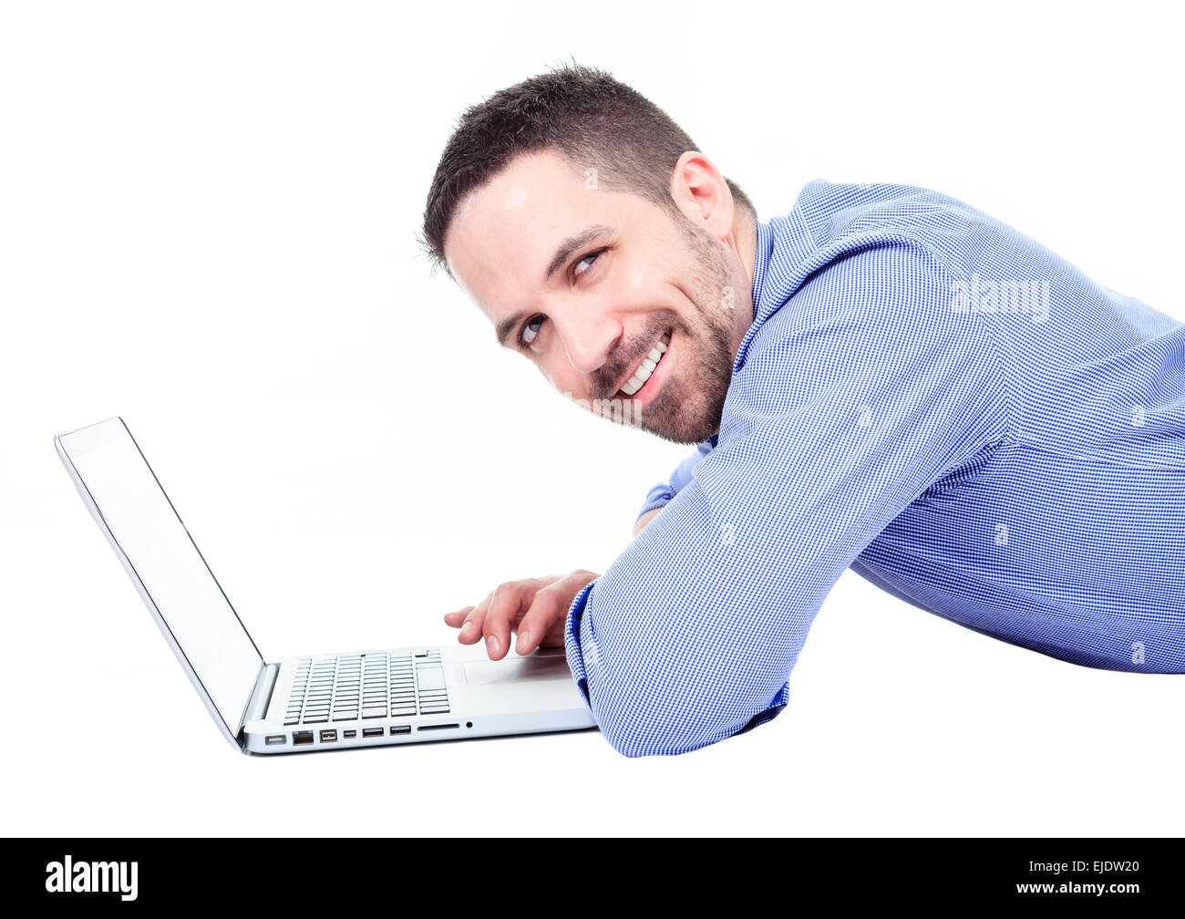 A beautiful business man standing against white background Stock Photo ...