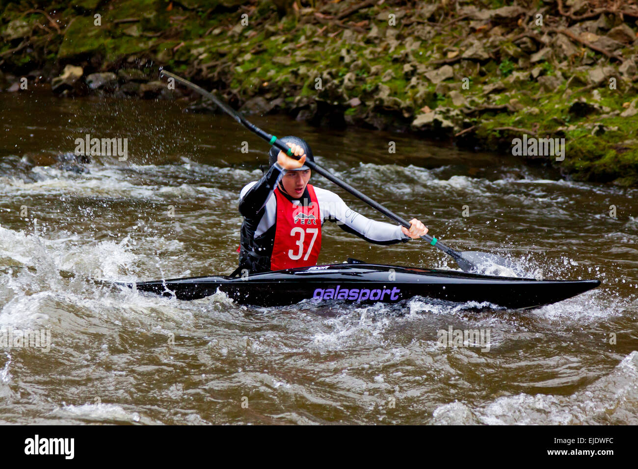 Male Competitor in a canoe slalom race at Matlock Bath on the River ...