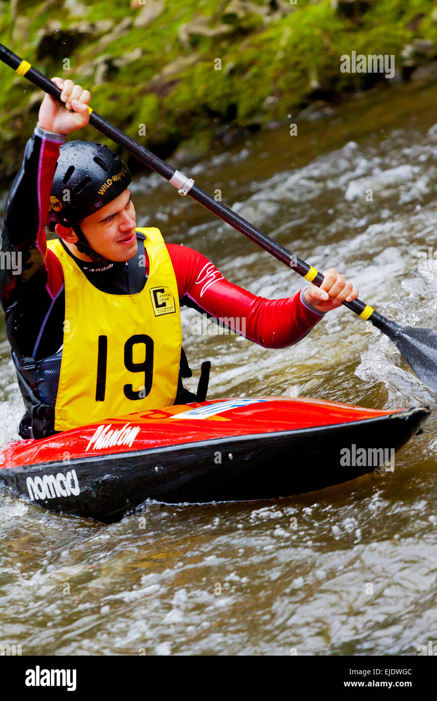 Male Competitor in a canoe slalom race at Matlock Bath on the River ...