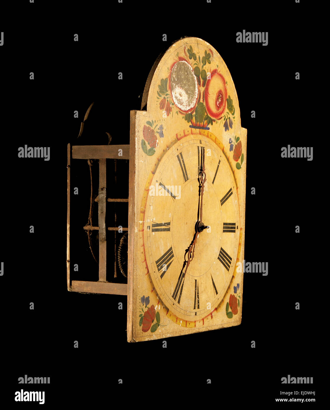 clock face isolated on black background with hours and minutes ...
