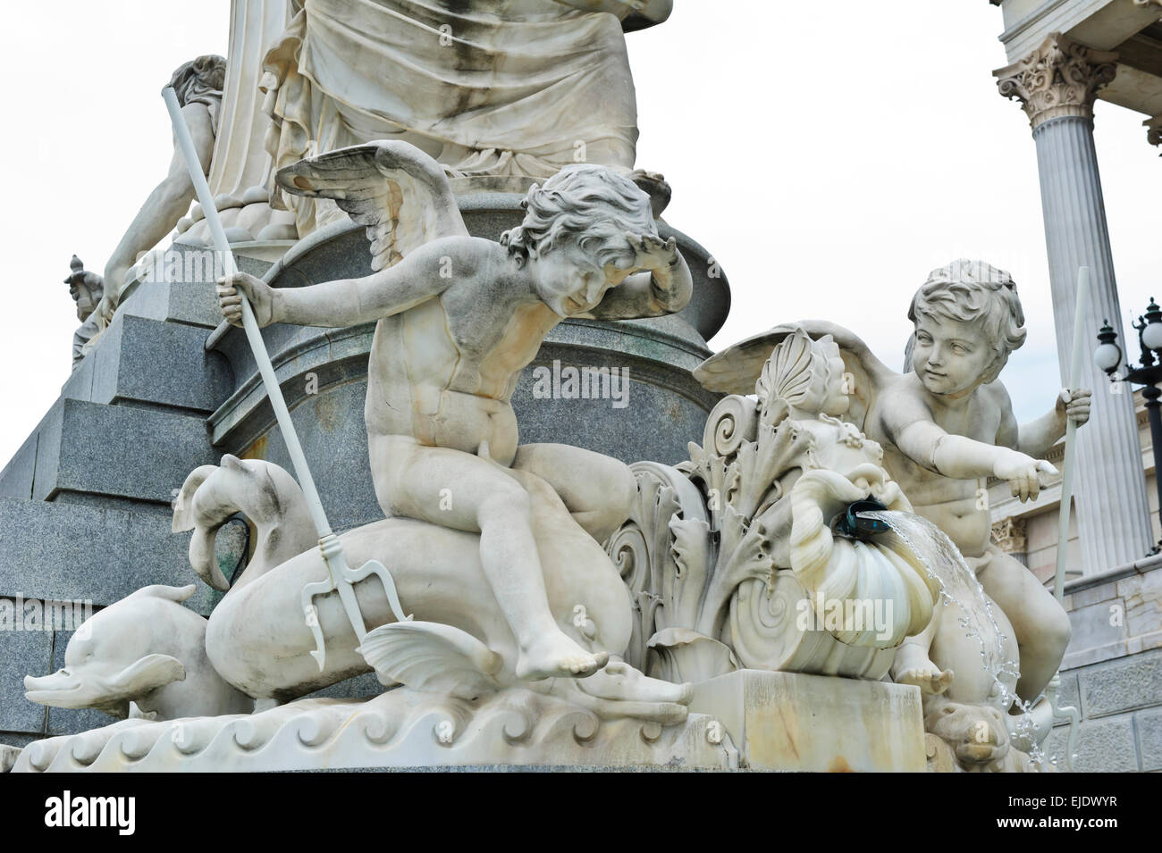 The Pallas Athena water fountain in front of the Austrian Parliament ...