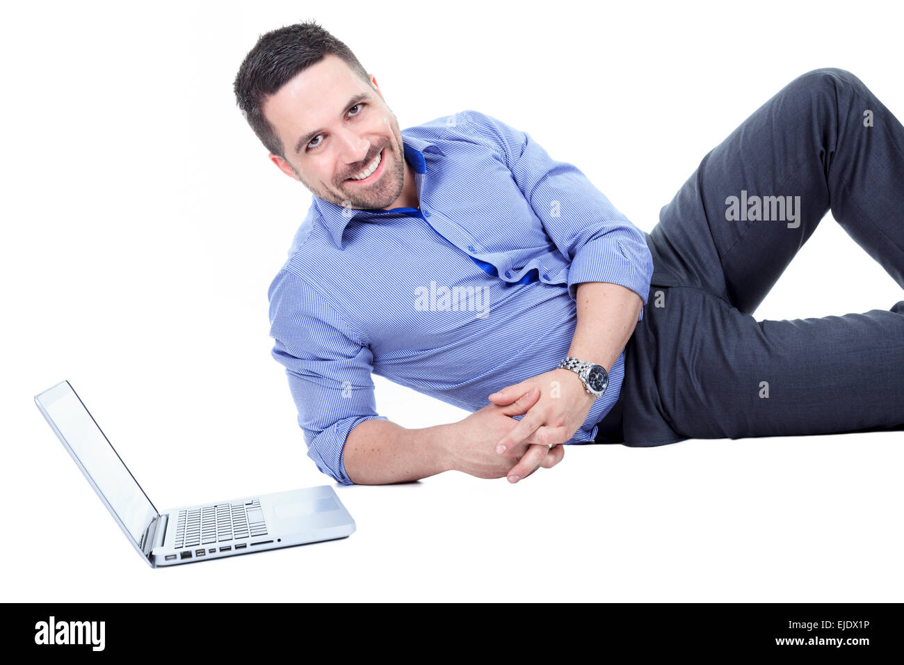 A beautiful business man standing against white background Stock Photo ...