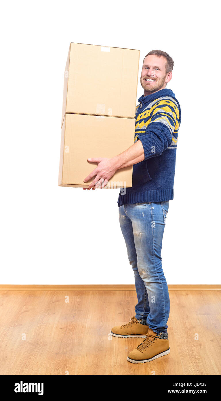 Man with box Stock Photo - Alamy