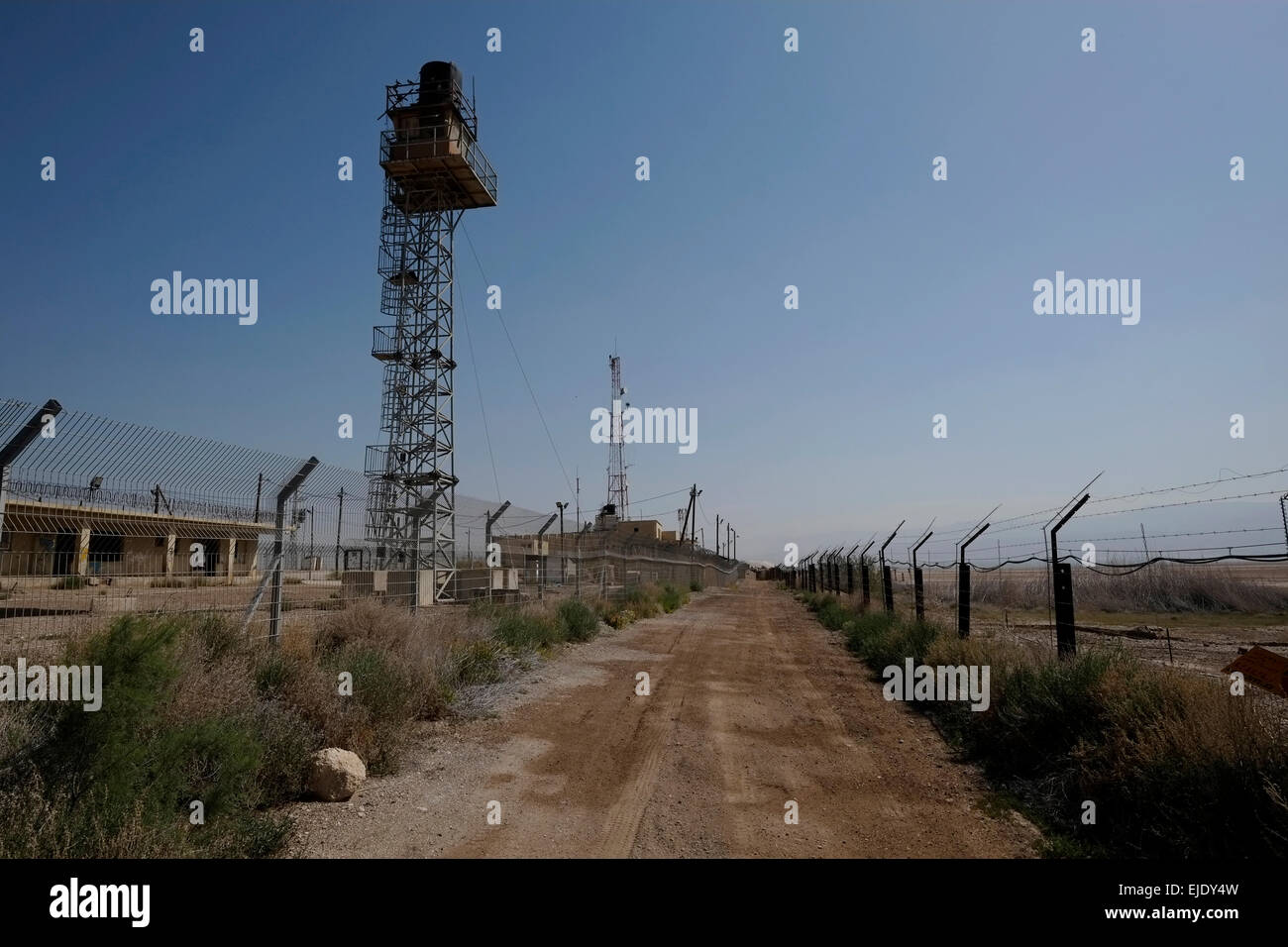 An Israeli military watchtower at the border with Jordan in the ...